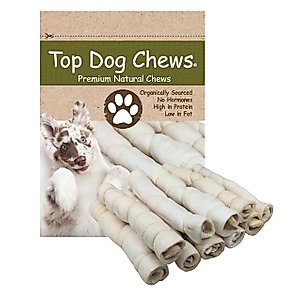 Top Dog Chews – 9” – 11” Beef Cheek Rolls, 10 Pack, Long Lasting Dog Bones for Aggressive Chewers, Rawhide Free Dog Treats