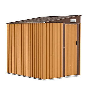 Outdoor Storage Shed 4.5 x 6.3 FT, Outdoor Storage Garden Shed with Sliding Door, Metal Shed Lean to Shed with Pent Roof and Vents, Outdoor Sheds Storage Outside Cabinet for Backyard, Patio, Lawn