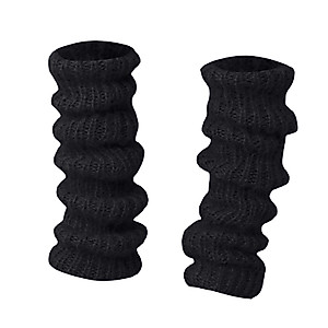 Womens Wool Knit Knee Leg Warmers Y2K Kawaii Thigh High Calf Boot Cuffs Winter Goth Stacked Crochet Loose Tube Long Stocking