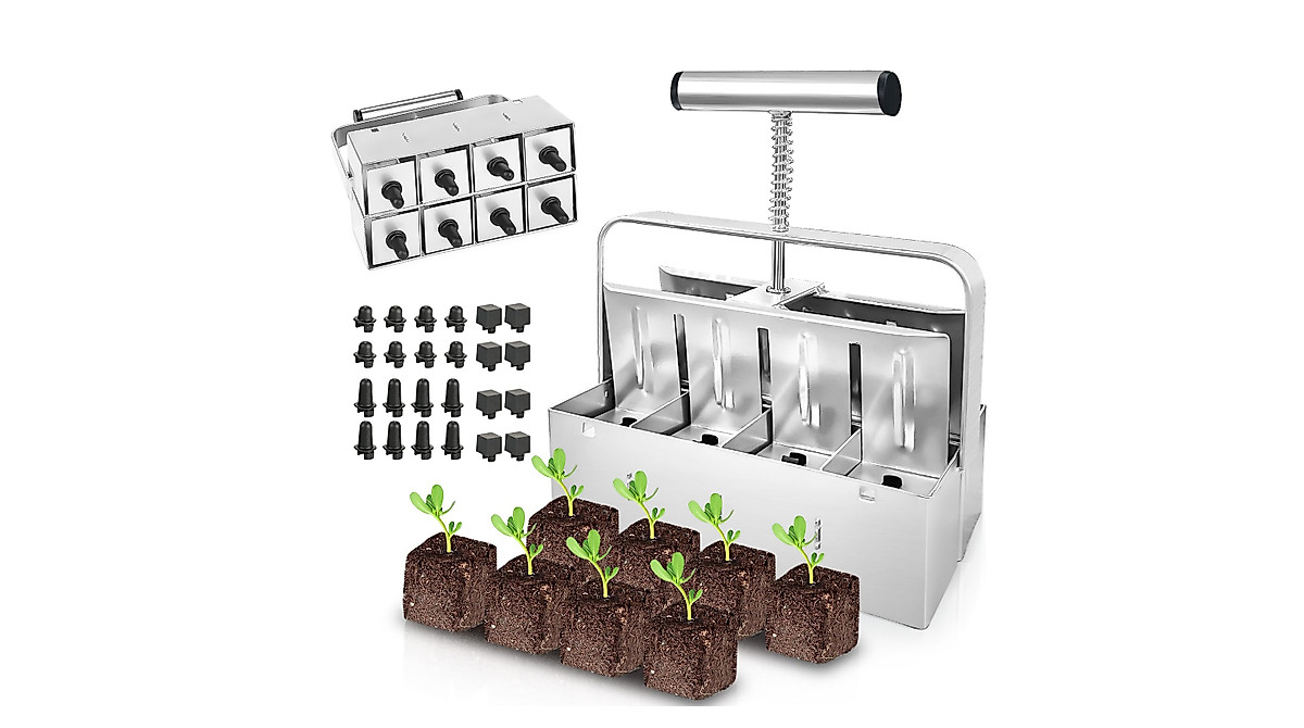 Soil Blocker, 8 Cell Soil Blocker for Seed Starting, 2 inch Manual Soil ...