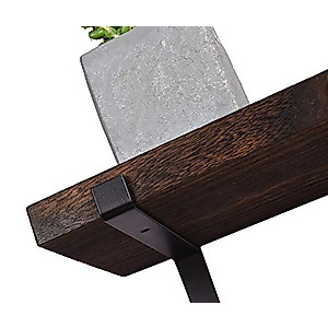 HXSWY Rustic Wood Floating Shelves for Wall Decor Farmhouse Wooden Wall Shelf for Bathroom Kitchen Bedroom Living Room Set of 4 Dark Brown