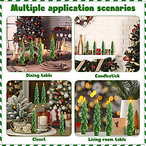 MTLEE 4 Pcs Christmas Tree Shaped Taper Candles Xmas Eve Holiday Candle Unscented Candlesticks for Christmas Party Room House Kitchen Decor Wedding Decorations Gift(Green,5 Inch)