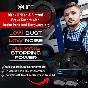 R1 Concepts Rear Brakes and Rotors Kit |Rear Brake Pads| Brake Rotors and Pads| Ceramic Brake Pads and Rotors |Hardware Kit WHWH1-67102