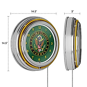 U.S. Army Symbol Chrome Double Ring Neon Clock