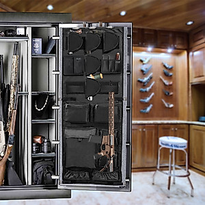 Gun Safe Door Organizer,Gun Safe Door Panel Organizer with Removable Pistol Holders Mag Pouch,Adjustable Width Fit Door Panel from 18.5 to 23 inches,Gun Safe Accessories Storage (18W*46.5H inch)