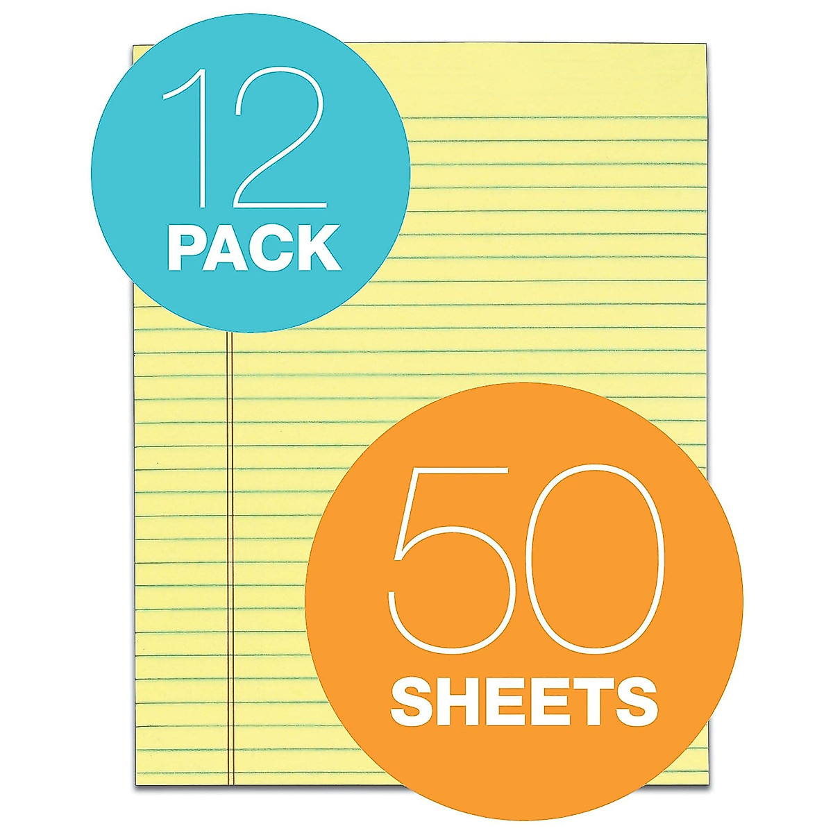 TOPS 7522 The Legal Pad Glue Top Pads, Legal/Wide, 8 1/2 x 11, Canary, 50 Sheets (Pack of 12)