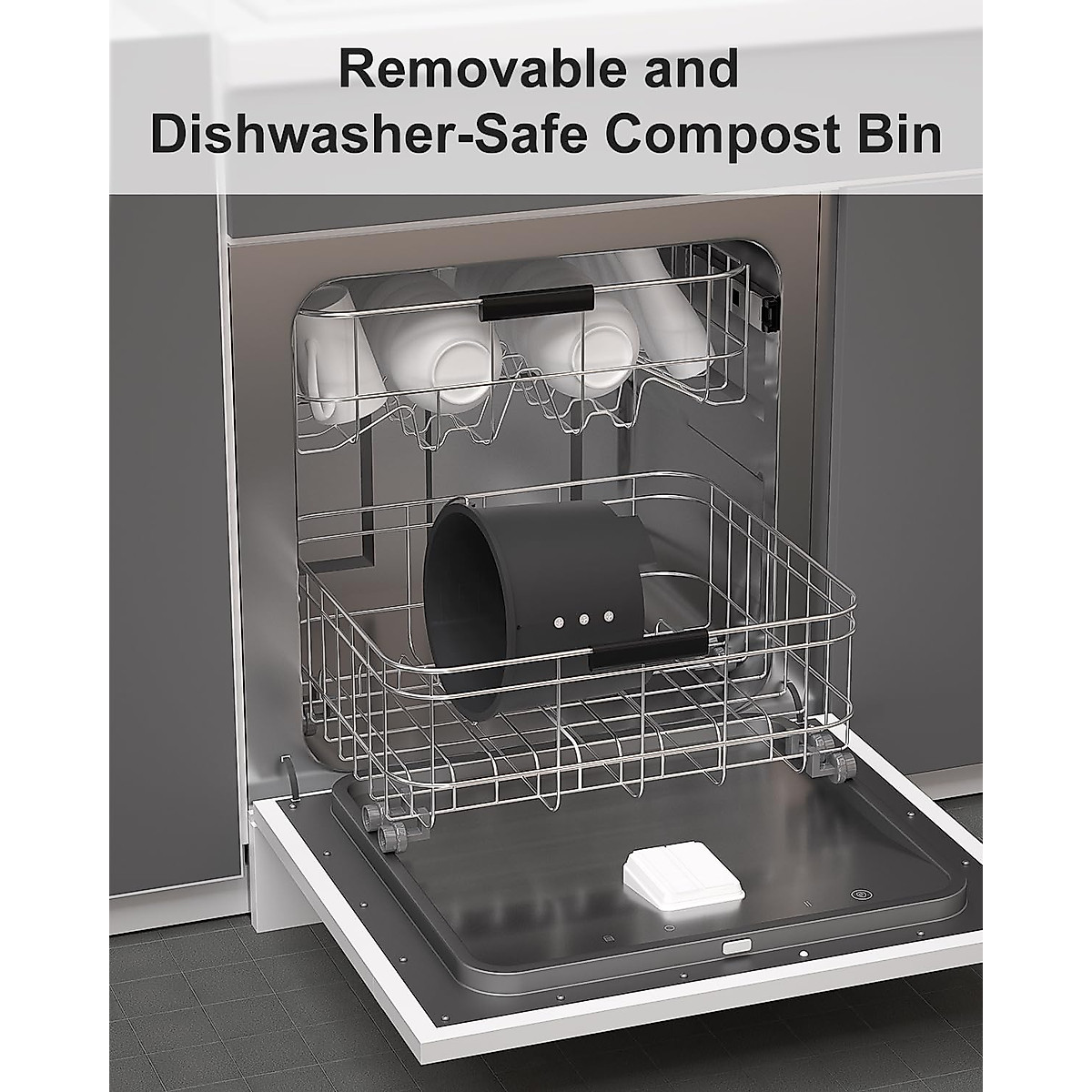 CROWNFUL Smart Waste Kitchen Composter with 3.3L Capacity, Turning Food Waste to Compost, Electric Compost Bin, Compost Machine Odorless for Countertop, Counter, Indoor, Food Cycler Composter, White