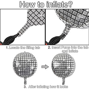 6 Pack Disco Ball Balloons for 70s Disco Party 22 Inch Large 4D Round Metallic Silver Disco Mylar Foil Balloons for Disco Theme Birthday New Year Party Decorations