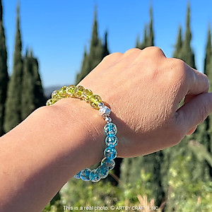 ARTSY CRAFTS INC Glow in The Dark Beads Bracelet, European Lampwork Bead Bracelet, Luminous Beads Anxiety Stress Relief Healing Crystal Chakra Bracelets Women Men (Blue and Lime)