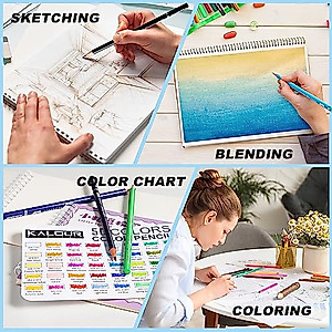 KALOUR Premium Colored Pencils for Adult Coloring Book,Set of 50 Colors,Zipper Slot Pencil Case,with Sharpener,Colorless Blender Pencils,Soft Core,Ideal for Layering Blending,for Artists Beginner