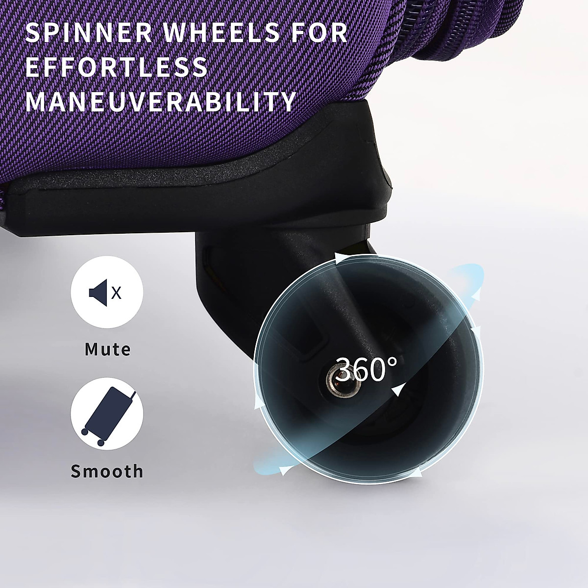 Merax Softside Luggage Set, Travel Suitcase Expandable Lightweight, 3 Piece Luggage Sets with Spinner Wheels 22" 26" 30" Suitcase with TSA Lock (Purple)