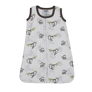 Bacati - Muslin Happy Monkeys Sleeping Bag (Wearable Blankets) (Small, Gray)