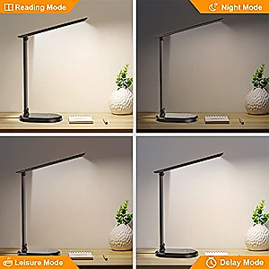 Desk Lamp,Table Lamps LED Desk Lamp,Dimmable Office Lamp with USB Charging Port,3 Lighting Modes with 10 Brightness Levels,Touch Control,Memory function,Eye-Caring Desk Light for Study,Reading,Bedroom