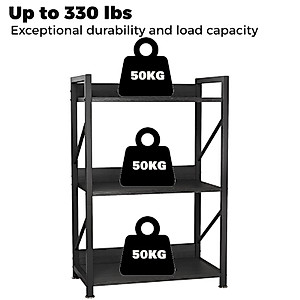 FUTRWORE Small Bookshelf for Small Spaces,Industrial 3 Tier Bookcase, Narrow Book Shelf Organizer, Small Shelf Open Display Rack for Bedroom, Living Room, Home Office(Black)