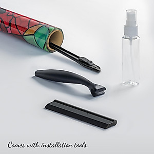 DKTIE Window Privacy Film with Installation Tools, Static Cling Rose Window Sticker Bathroom Glass Window Decals Non Adhesive for Home Windows (B3565, 17.7" × 78.7")