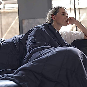 YnM Weighted Blanket with Cotton Duvet Bundle (48''x72'' 15lbs), Suit for One Person(~140lb) Use on Twin/Full Bed | Dark Grey