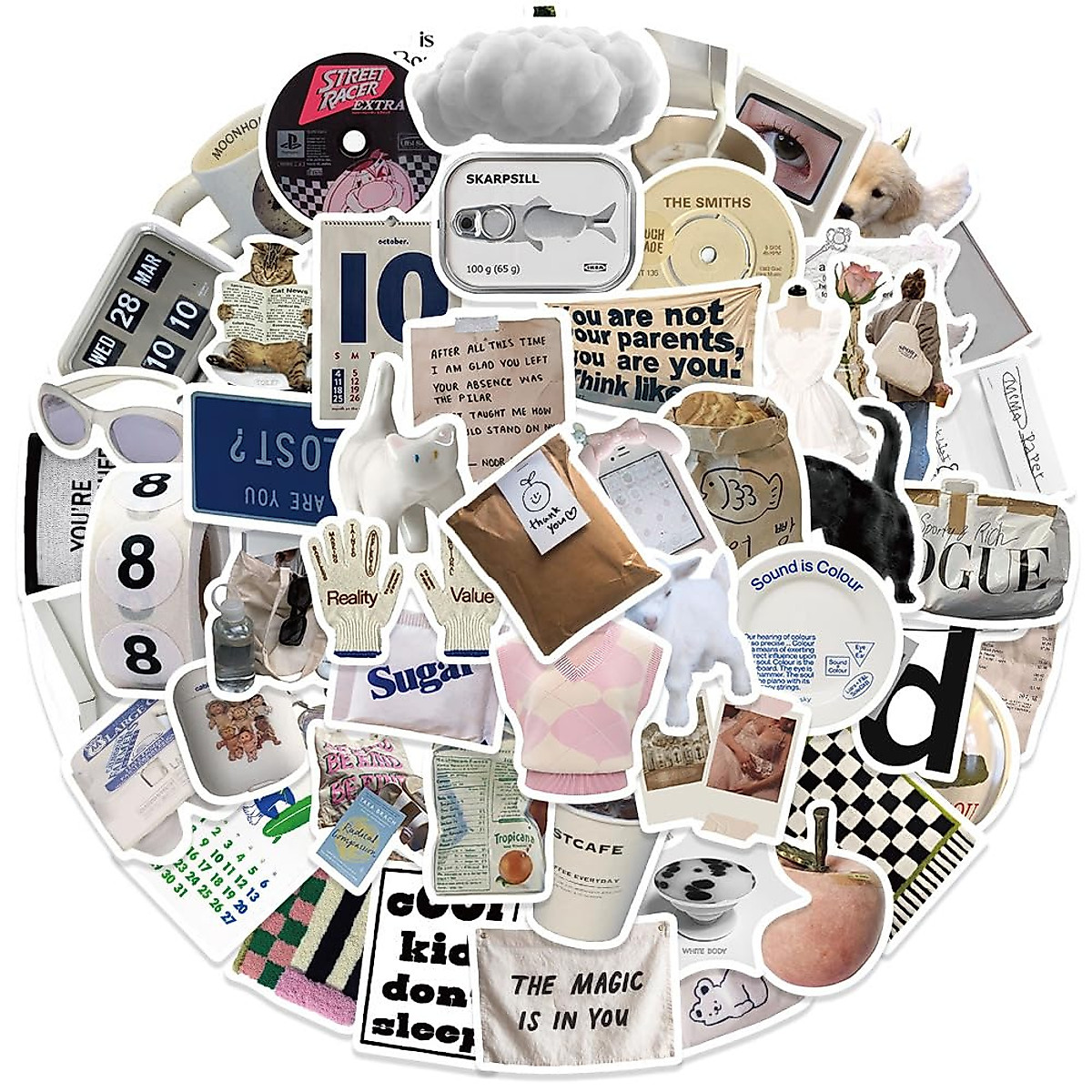 ZJSXINDI Stickers Aesthetic Waterproof Laptop Stickers Decals 57 Pcs for Water Bottle Laptop Computer Skateboard Bumper,Aesthetic Vsco Vinyl Stickers for Kids Teens Girls (Khaki)