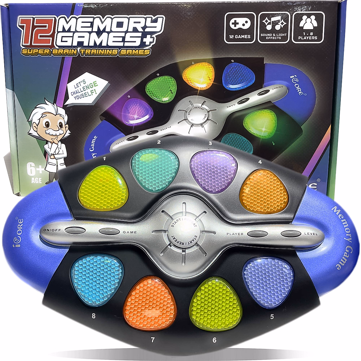 iCore Electronic Memory Brain Game, Handheld Kid Mind Game, 1-8 Players STEM Toys, Ideas for Ages 6-12+ Year Old Boy & Girl