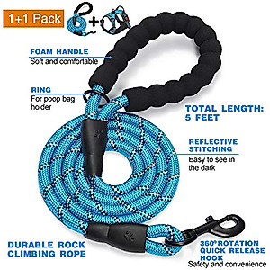 tobeDRI No Pull Dog Harness Adjustable Reflective Oxford Easy Control Medium Large Dog Harness with A Free Heavy Duty 5ft Dog Leash (L (Neck: 18"-25.5", Chest: 24.5"-33"), Blue Harness+Leash)