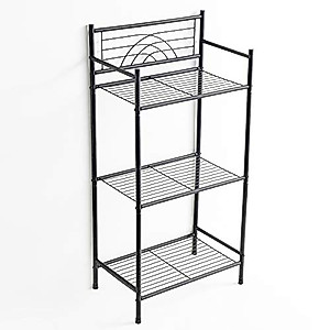L&H UNICO 3-Tier Free Standing Wire Rack Durable Metal Shelving Storage Unit for Bathroom Laundry Kitchen Office, Black