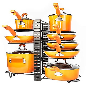 MAGIC HOME USA Pots and Pans Organizer – Kitchen Cabinet Organization and Storage – Pot Rack Organizers – 3 DIY Methods – Adjustable Pot Lid Holder for Kitchen Counter Pantry – Pot and Pan Organizer