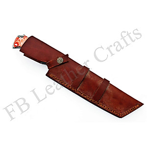 Tactical Combat Custom Made Damascus Steel Hunting Knife/Tracker Knife FBK-15316 (Orange & White Resin)