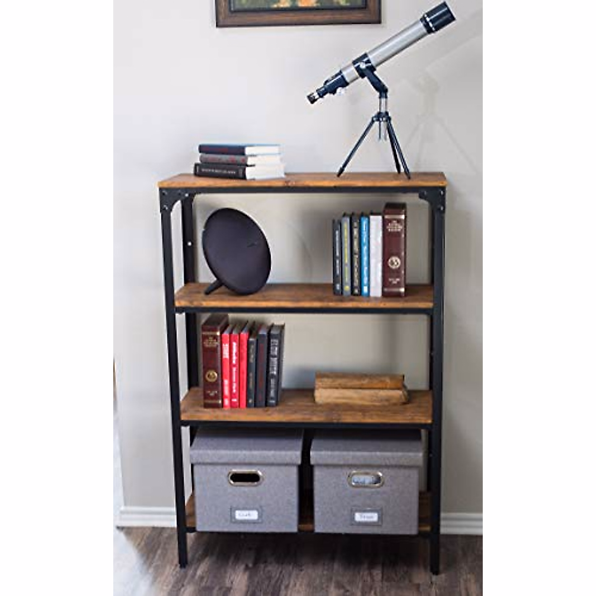 Internet's Best Collapsible File Box Storage Organizer with Lid - Decorative Linen Filing & Storage Office Boxes – Hanging Letter/Legal Folder – Home Office Bins Cabinet – Grey Container - 1 Pack