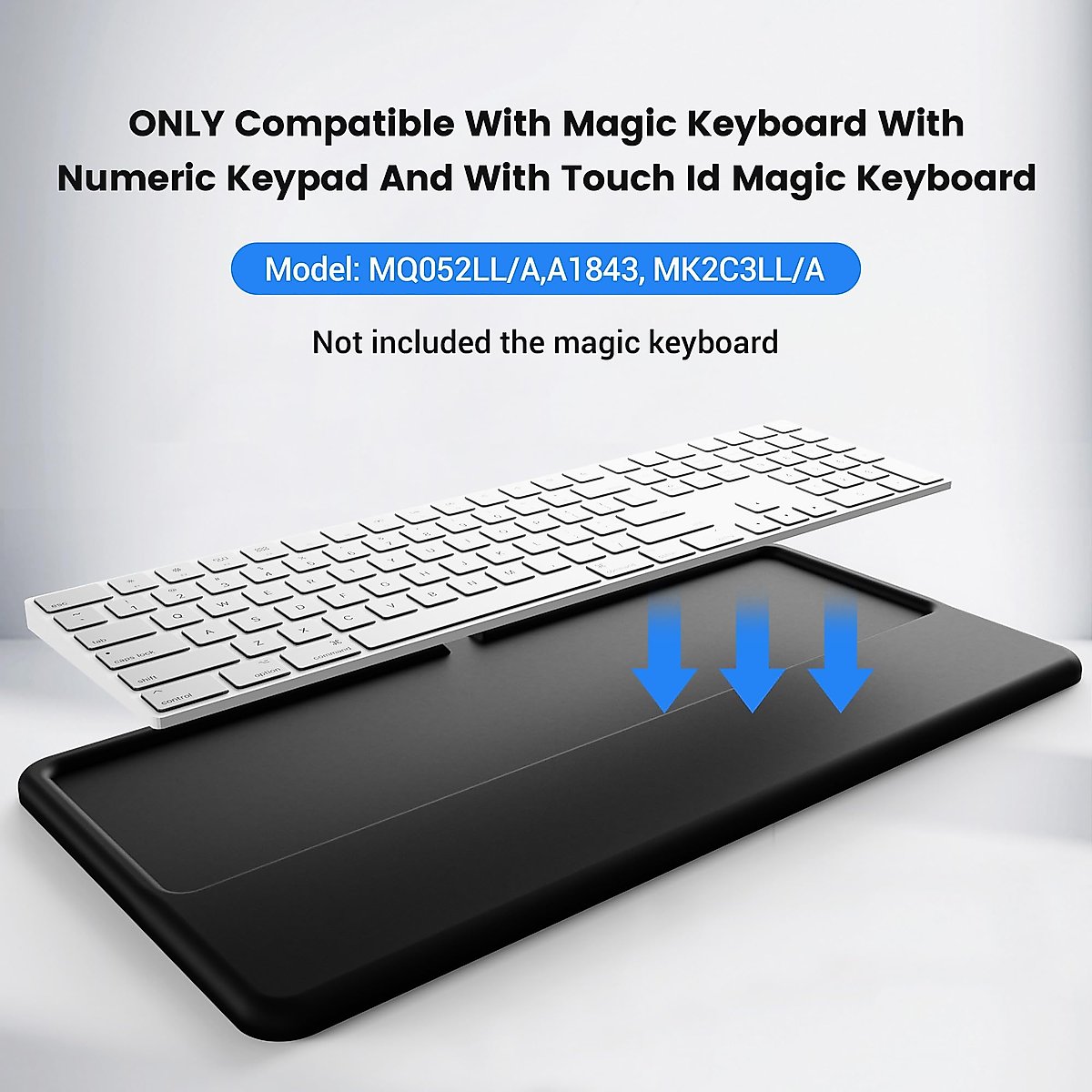 MEKASS Keyboard Wrist Rest Relieves Wrist Pain for Office and Typing, Compatible with Wireless Magic Keyboard 2 with Numeric Keypad and Magic Keyboard with Touch ID (MQ052LL/A, MK2C3LL/A)