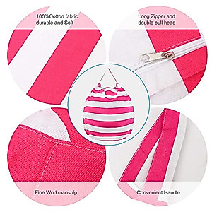 Zwish 27Inch Stuffed Animal Storage Bean Bag Chairs for Kids Room, Stuff and sit Storage Bean Bag Cover for organizing Boys and Girls Plush Toy Gift for Kids for Kids—Pink