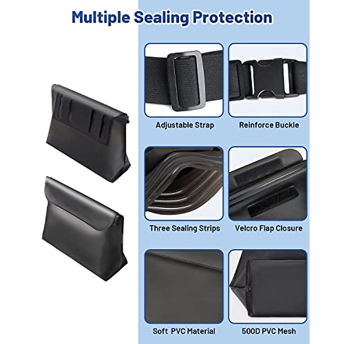 Waterproof Fanny Pack, Beach Vacation Essentials Water Proof Pouch Bag with Waist Strap, Cruise Accessories Must Haves to Keep Phone Valuables Safe Dry Perfect for Boating Swimming Snorkeling Kayaking