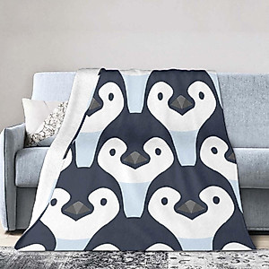 Throw Blanket 60x80 Inch,Bird Christmas Penguins Winter Flannel Soft Cozy Fluffy Throw Blankets and Warm Throws for Adults in Couch Sofa Bed 80x60 Inch