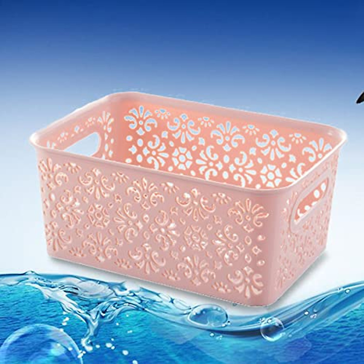 Cabilock Box Storage Basket Pantry Clothes Organizer for Closet Small Storage Bins Underwear Storage Organizer Hollow Storage Drawers for Clothes Stackable Basket Pink Clothing Container