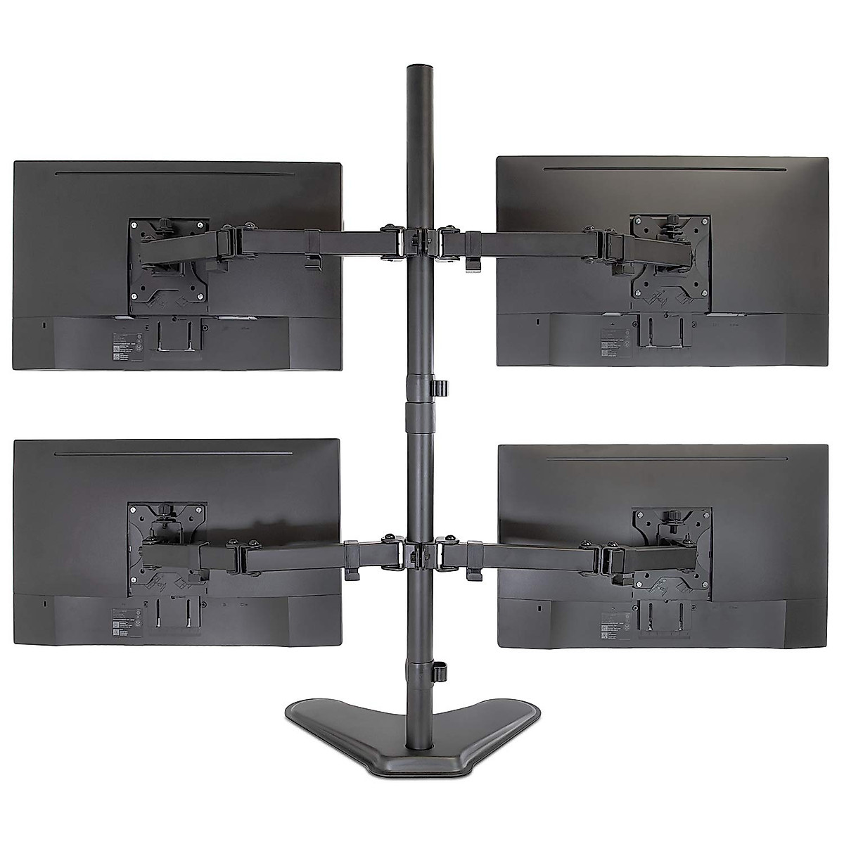 Mount-It! Quad Monitor Stand | Height Adjustable Free Standing 4 Screen Mount | Fits Monitors up to 32 Inches | Black, Steel | MI-2784