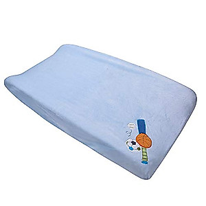 Coral Velvet Nursery Diaper Changing Table Cover Baby Girl Baby Boy Diaper Changing Pad Cover 1PC (Light Blue Sports)