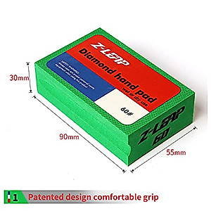 Z-LEAP Electroplated Diamond Hand Polishing Pads for Glass Granite Marble Concrete Sanding Blocks for 60 Grit