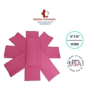 Feronia packaging Hot Pink Tissue Paper Squares, Bulk 10 Sheets, Premium Gift Wrap and Art Supplies for Birthdays, Holidays, or Presents, Large 15 Inch x 20 Inch Made in USA