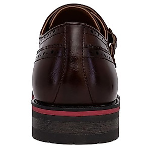 Nine West Men's Double Monk Strap Dress Shoes Oxford Shoes for Formal and Office Business Casual Durable & Comfortable-Markis-Brown-12