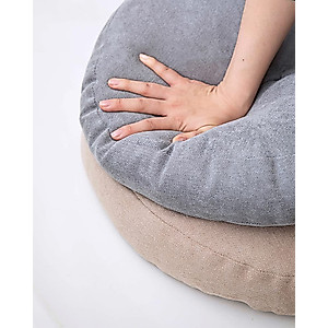 vctops Round Solid Floor Pillow Soft Thick Seat Cushion Cozy Seat Pad Pads for Bedroom Living Room Office Chair Sofa (Light Grey, Diameter 17")