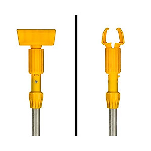 Alpine Commercial Iron Mop Handle for Floor Cleaning - Quick Change Professional Mopping Stick Or Mop Head Replacement Pole W Metal Handle (Fiberglass Jaw Clamp)