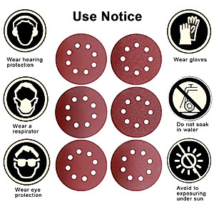 Viaky 80 Pcs 5 Inch 8 Holes Sanding Discs Pads Hook and Loop, Orbital Sander Replacement Pad, Round Sand Paper 40/60/100/120/180/240/320/400 Grits for Power Orbit Sanders