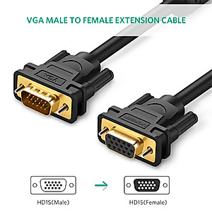 UGREEN VGA Extension Cable SVGA Male to Female HD15 Monitor Video Adapter Cable Support 1080P Full HD for Laptop, PC, Projector, HDTV, Display 6FT