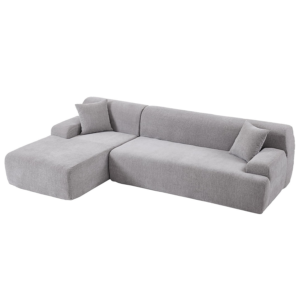 P PURLOVE Minimalist L Shaped Sofa Couch, Modular Sectional Living Room Sofa Couch,2 Piece Free Combination Simple L-Shape Sofa Sectional Couch for Living Room,Small Places,Gray