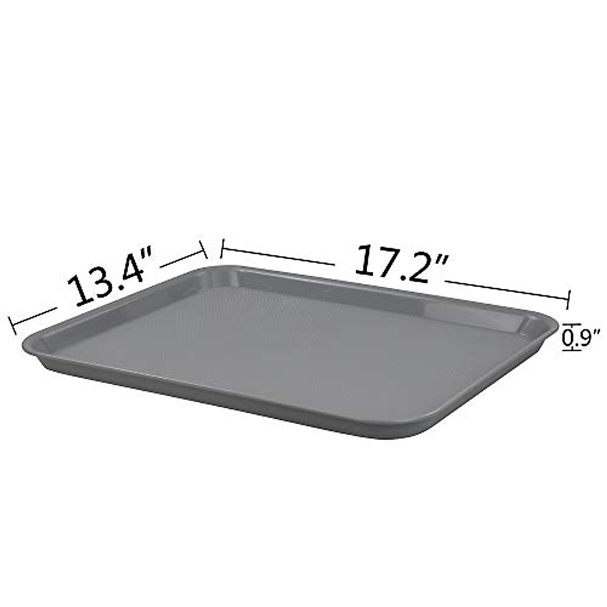 Begale Plastic Fast Food Serving Tray, Large Kitchen Dinner Tray, Set of 4, Grey