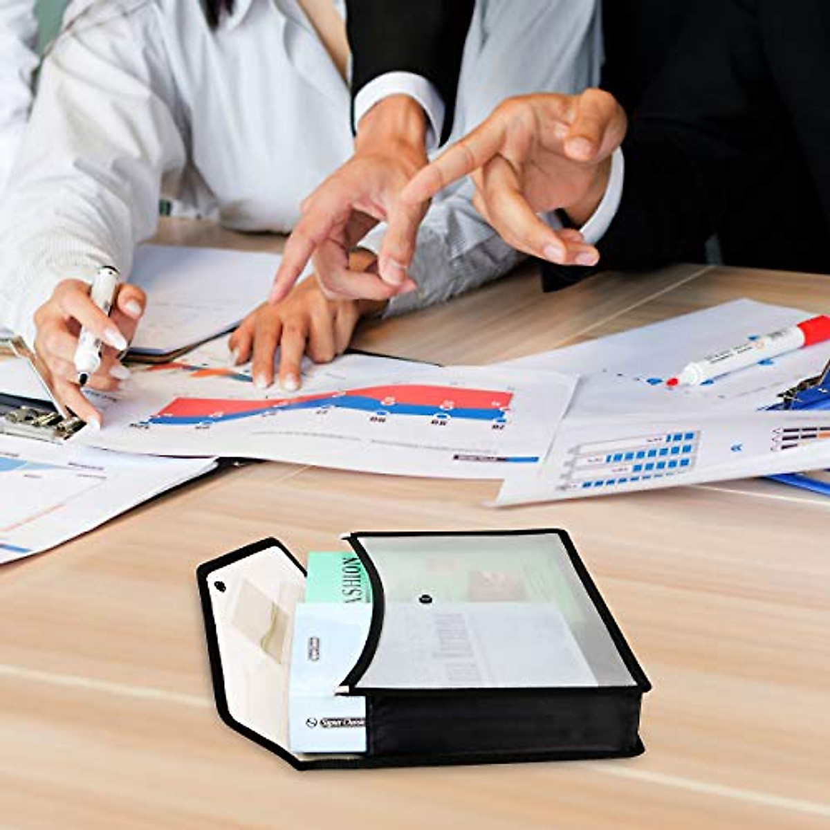 ABC life Plastic File Folder Poly Pockets Envelope Expanding File Wallet A4/Letter Size, 6 Pack Large Document Folder with Button Closure,Waterproof Transparent Accordion File Pouch for School/Office