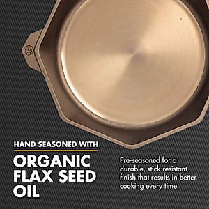 FINEX 12" Cast Iron Skillet, Modern Heirloom, Handcrafted in The USA, Pre-Seasoned with Organic Flaxseed Oil