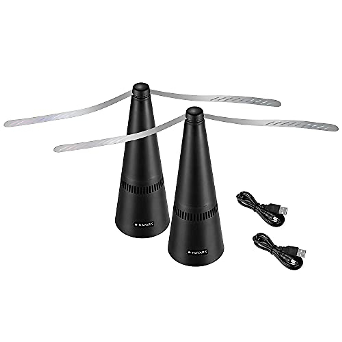 Navaris Electronic Table Fan (Set of 2) - Outdoor and Indoor Fan to Place Next to Food - Tabletop Fans to Eat Meals Outside - Battery Powered or USB