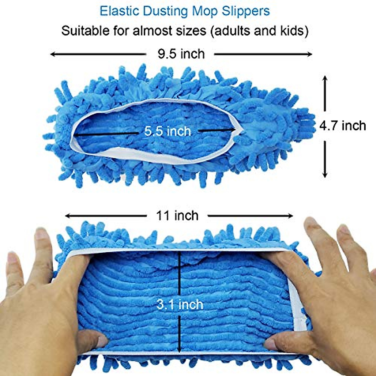 M-jump 8 PCS 4 Pairs Duster Mop Slippers Cover, Multi Function Chenille Fibre Washable Dust Mop Floor Cleaning Shoes for Bathroom, Office, Kitchen, House Polishing