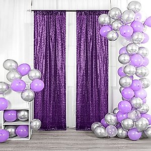 BEDDEB Purple Sequin Backdrop Curtain, 2PCS 2FTx8FT Glitter Backdrop Curtain for Christmas, Birthday, Wedding, Party Decoration