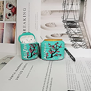 Compatible with Airpods Case 1&2 Arizona, Plum Green Tea Drink Bottle Protective Silicone Cartoon 3D Case for Airpod Blue Soda, Boys Girls Kids Teens Women Funny Case for Airpods 1/2 (Zona Tea)