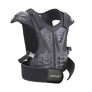 BARHAR Kids Dirt Bike Body Chest Spine Protector Armor Vest Protective Gear for Dirtbike Bike Motocross Skiing Snowboarding Black (S for Height 39"-45")